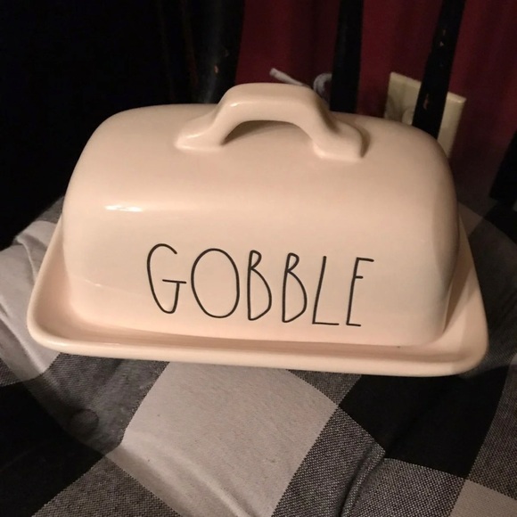 Rae Dunn | Dining | Rae Dunn Ceramic Butter Dish Covered With Gobble ...